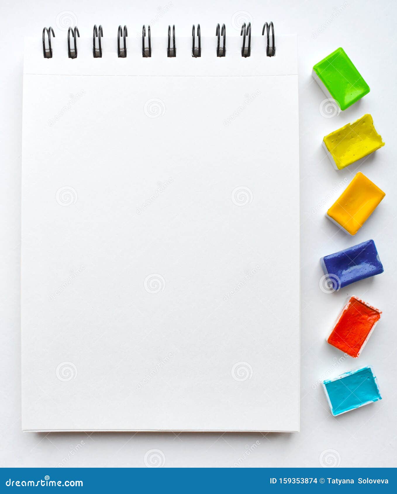 Album for Drawing and Colour Paint on White Background. Stock Photo ...