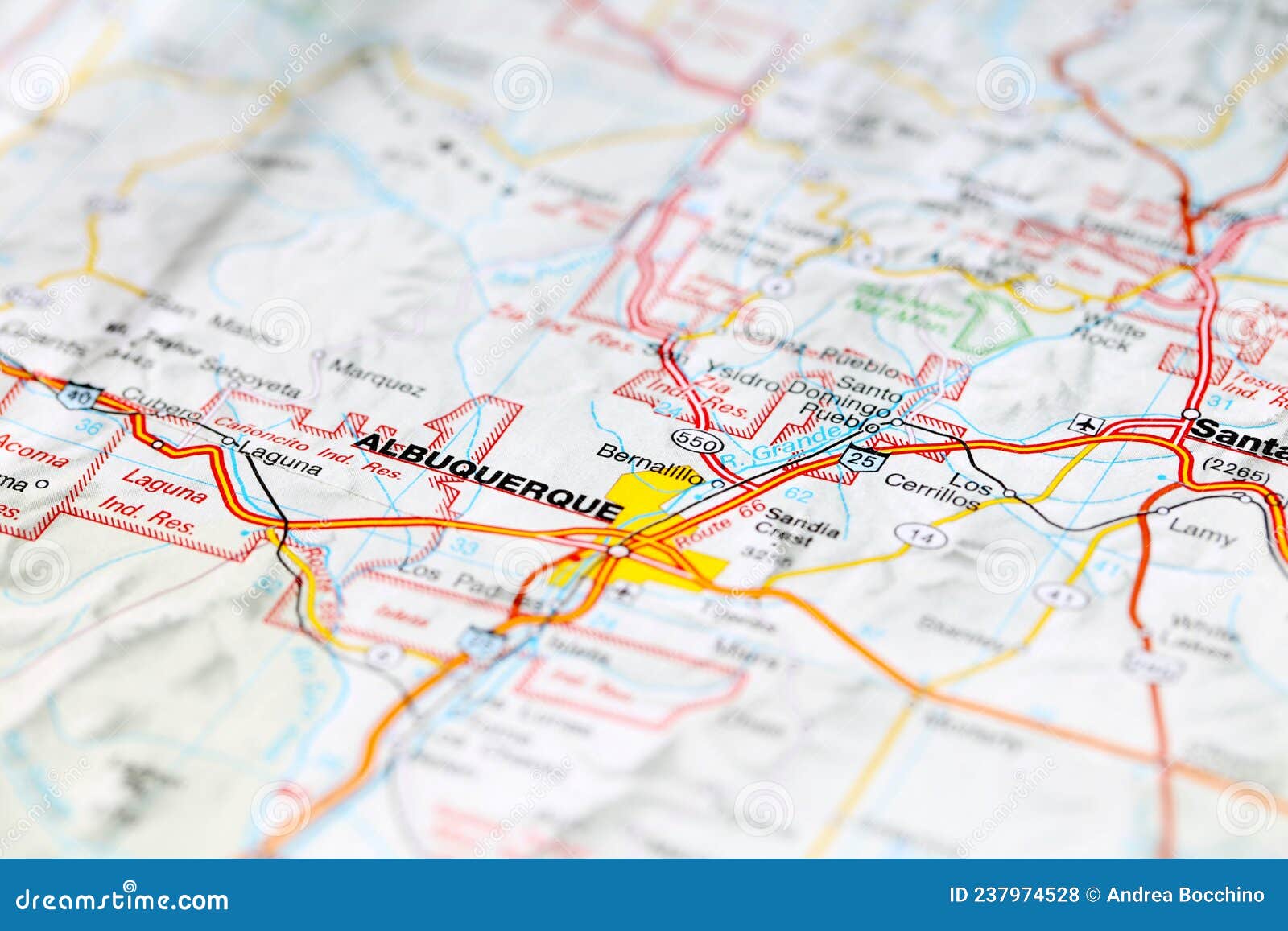 Albuquerque City Road Map Area. Closeup Macro View Editorial Stock ...