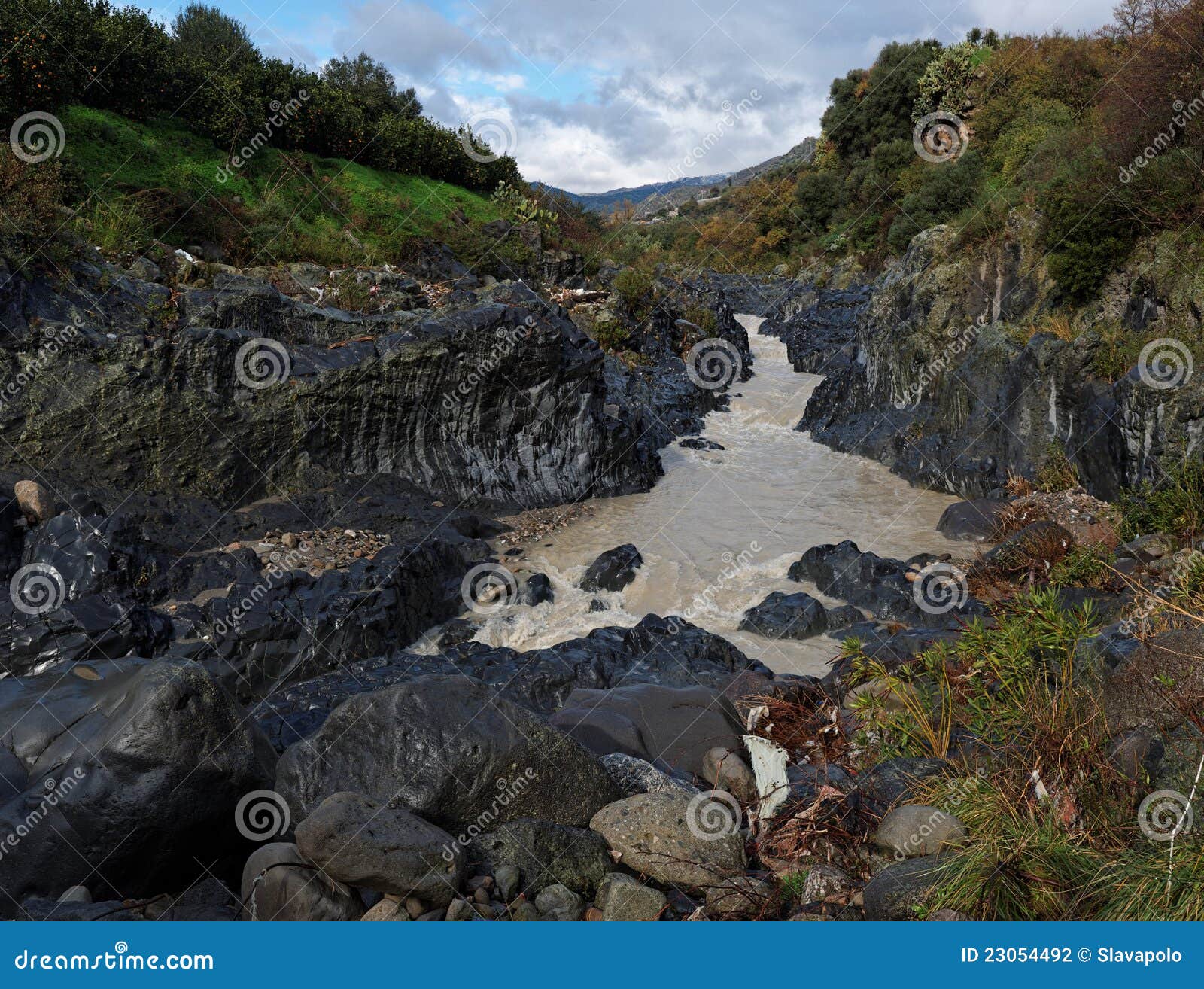 Alcantara River Gorge in Sicily, Italy Stock Photo - Image of mountains ...