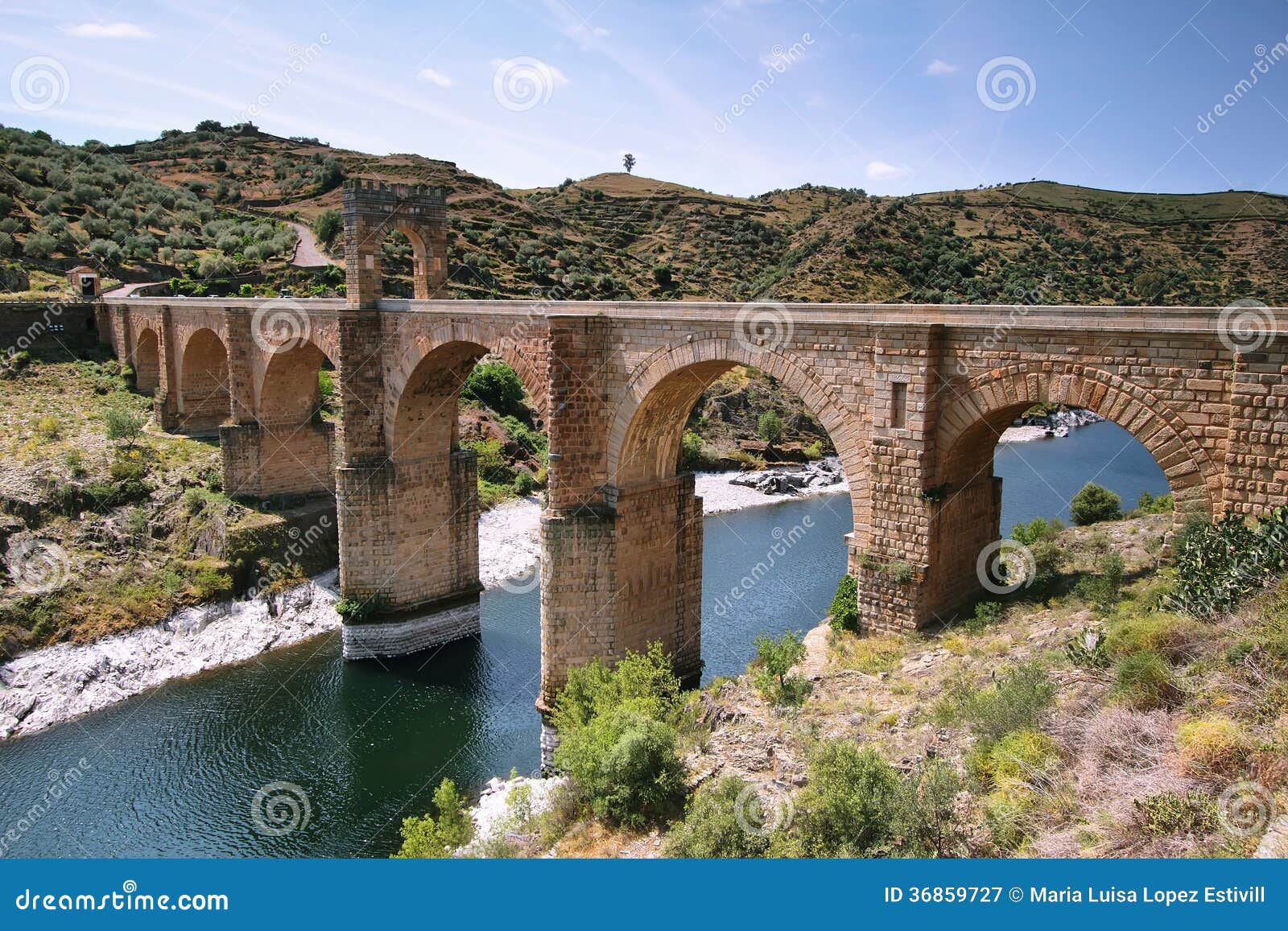 Alcantara roman bridge stock image. Image of international - 36859727