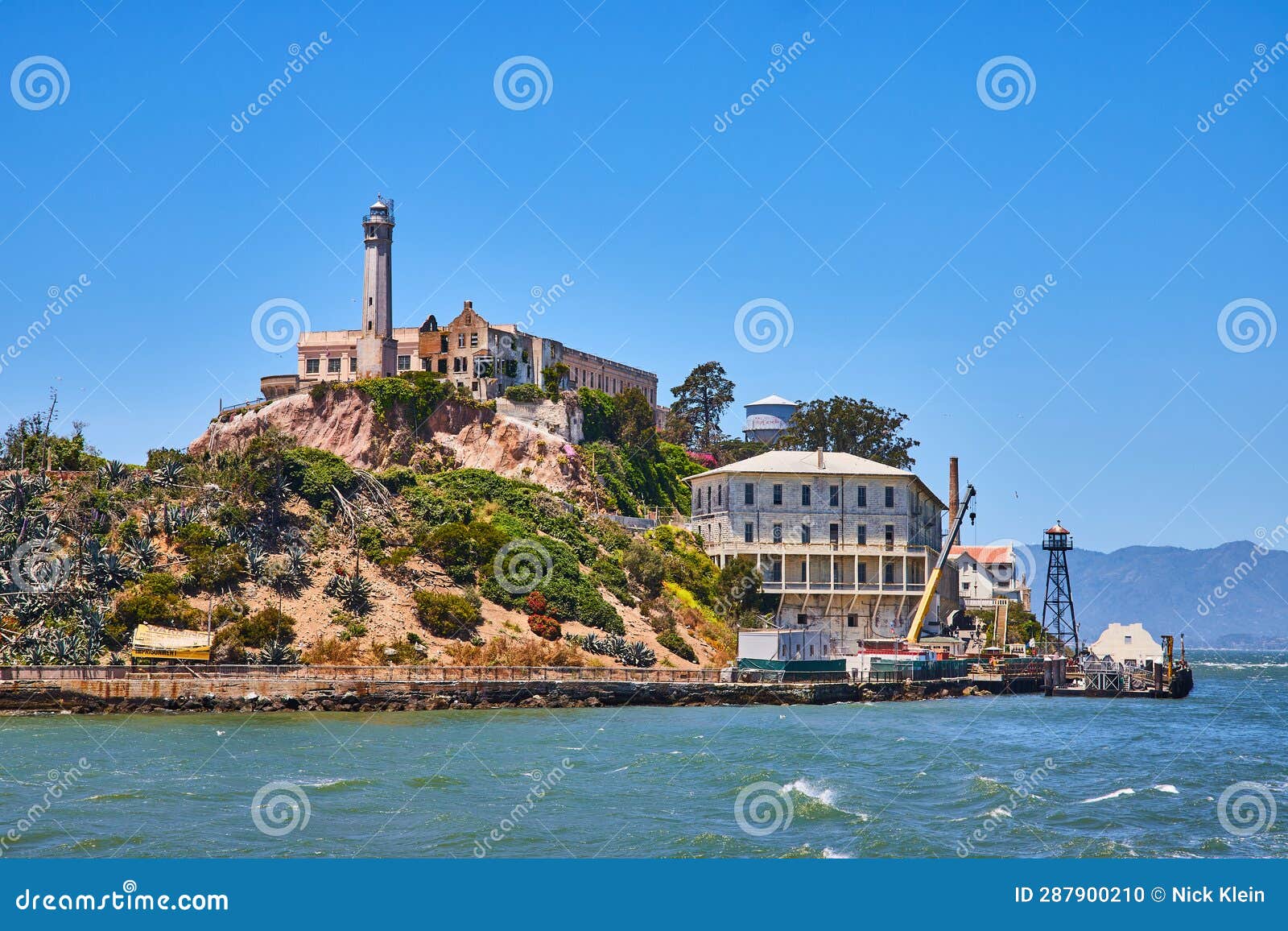 Alcatraz Island Close Up View of Shoreline with Alcatraz Lighthouse on ...