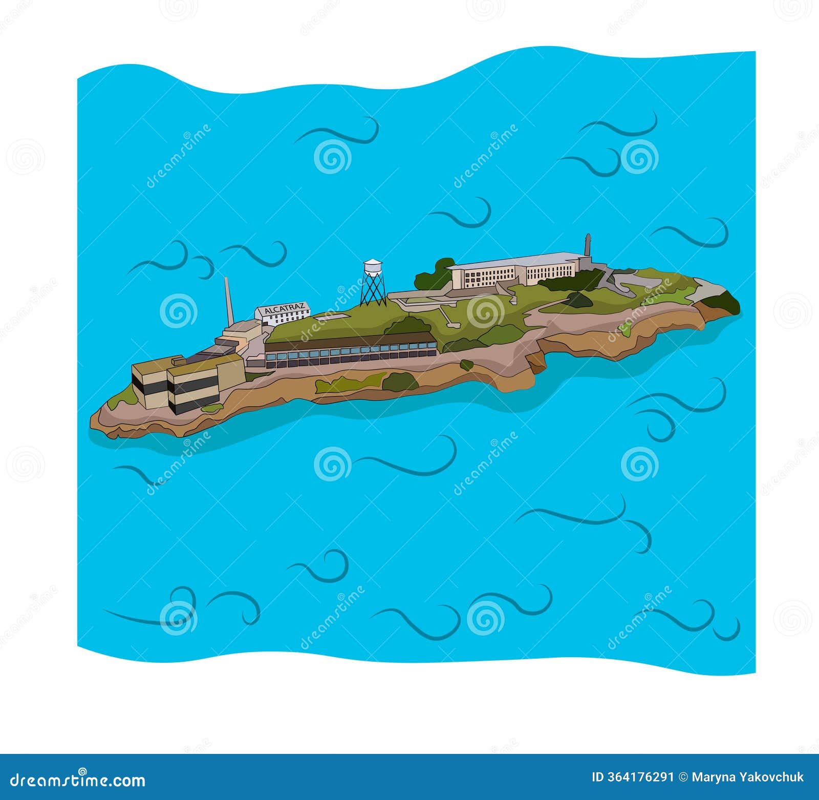 Alcatraz Island Cartoon Vector | CartoonDealer.com #9275051