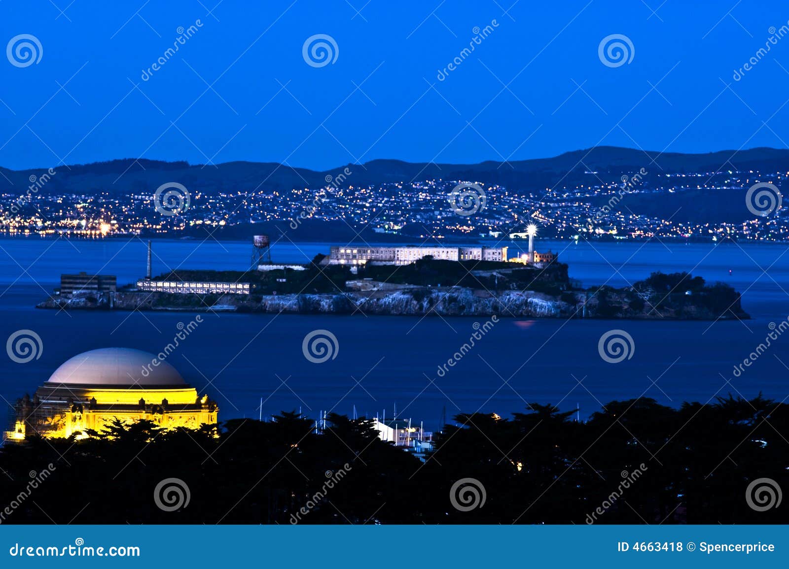 Alcatraz at night stock photo. Image of francisco, penetentiary - 4663418