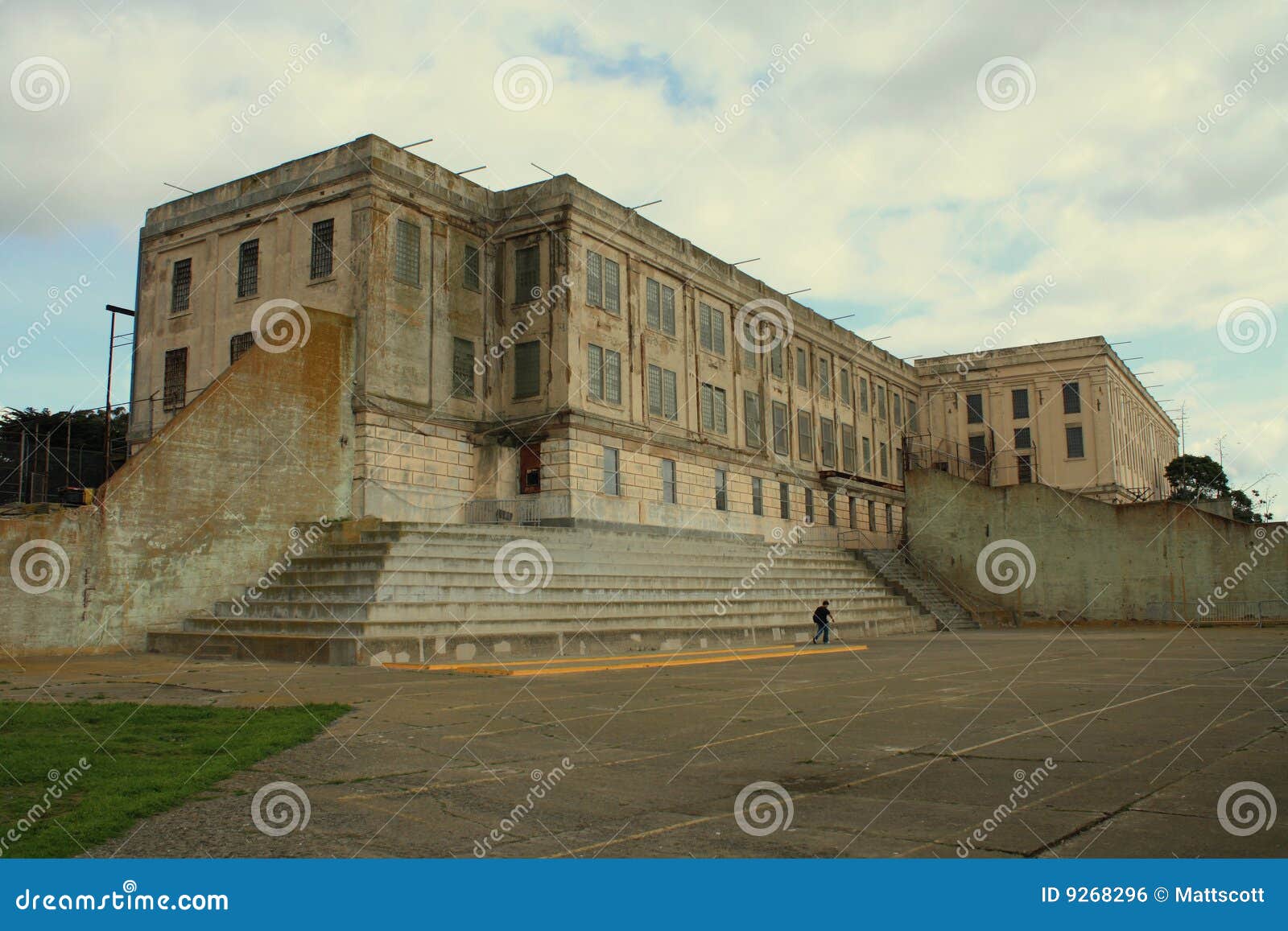 Alcatraz Prision Yard and Building Stock Photo - Image of gate, rock ...