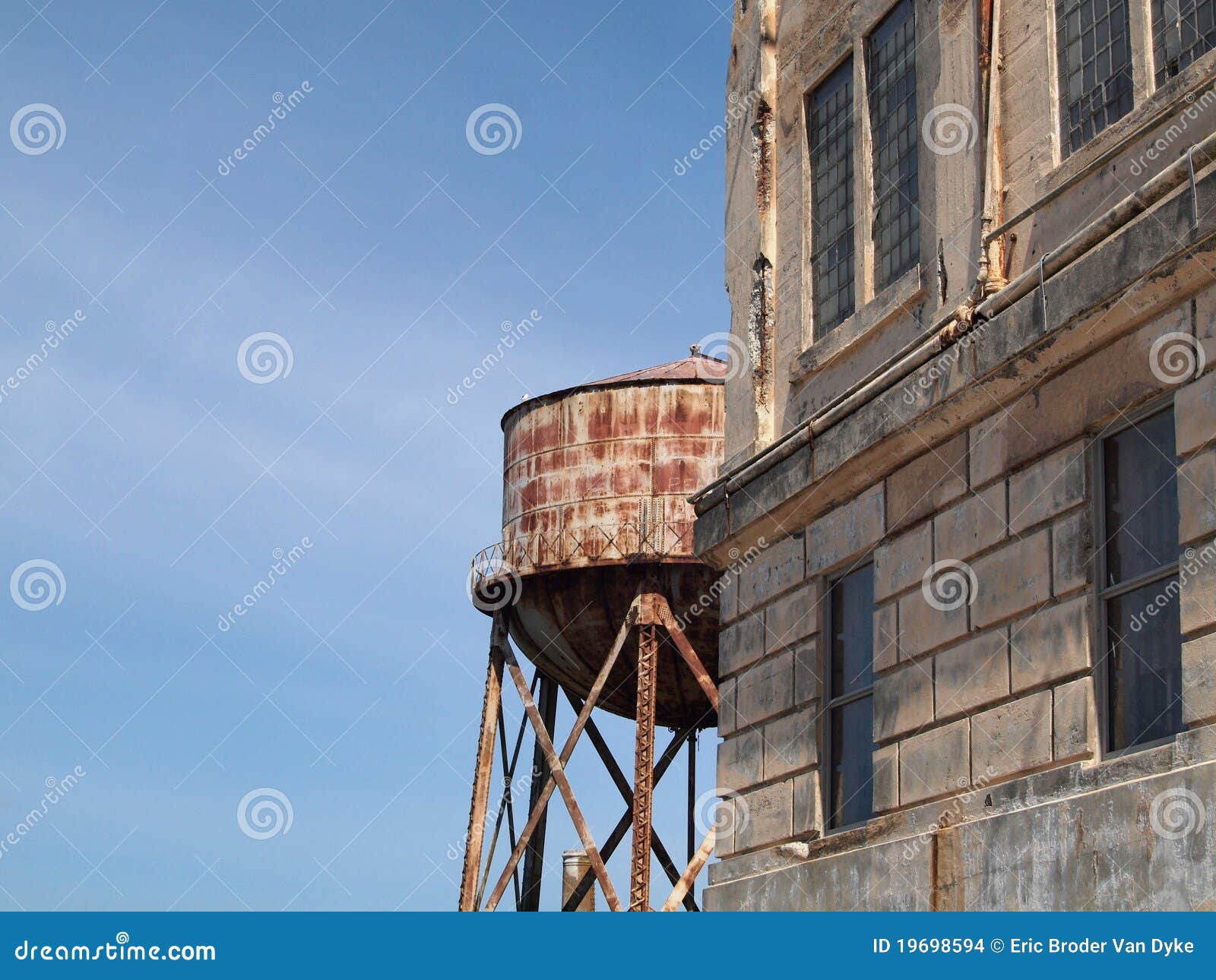 Alcatraz Prison and Water Tower in the Distance Stock Photo - Image of ...