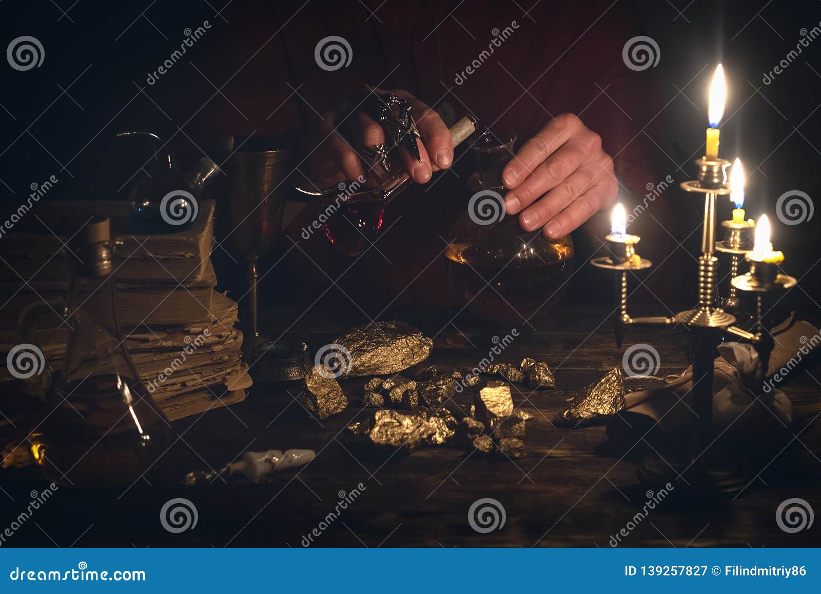 Alchemist. stock image. Image of background, hermetic - 139257827