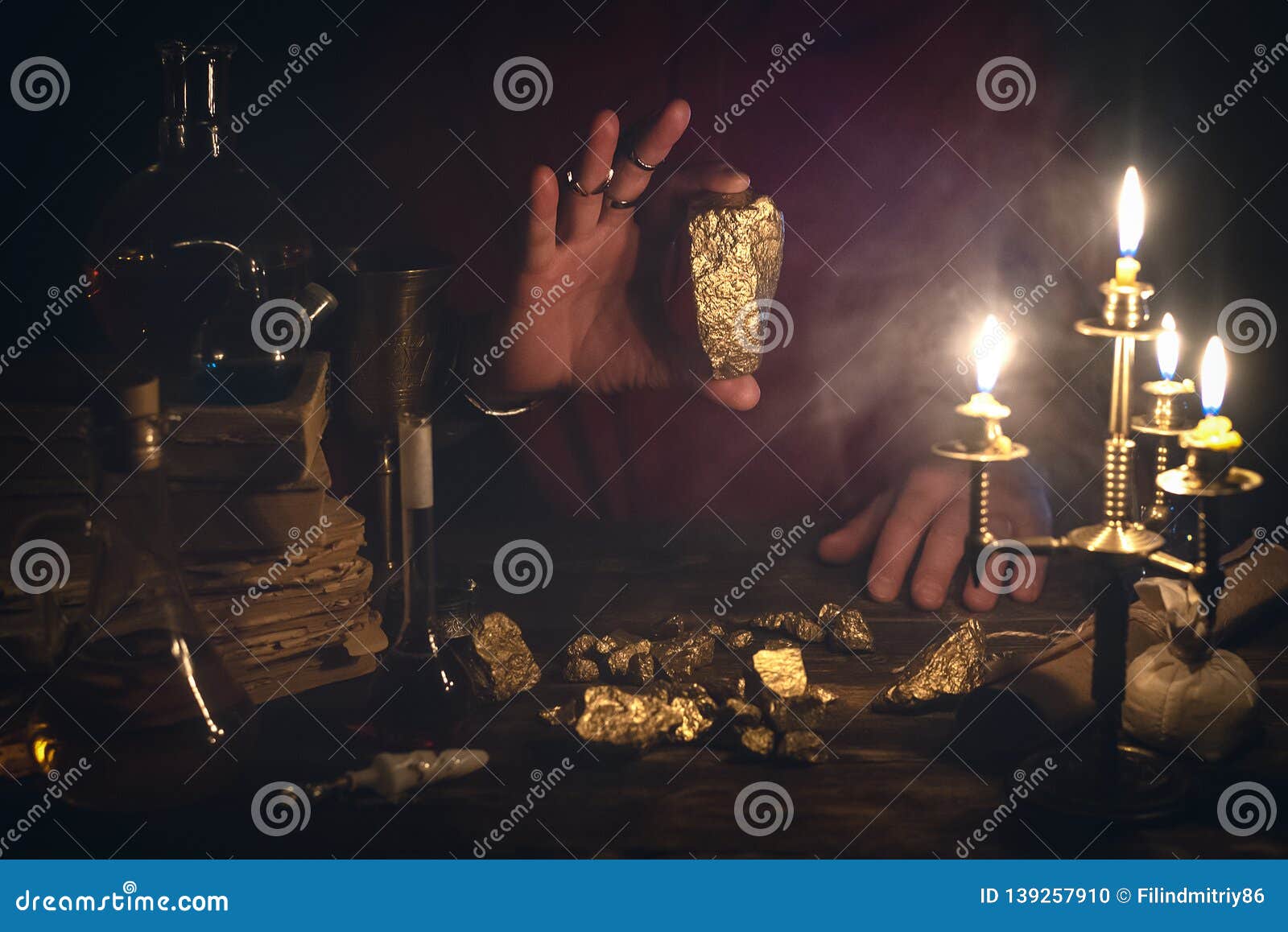 Alchemist. stock photo. Image of nugget, charm, alchemistry - 139257910