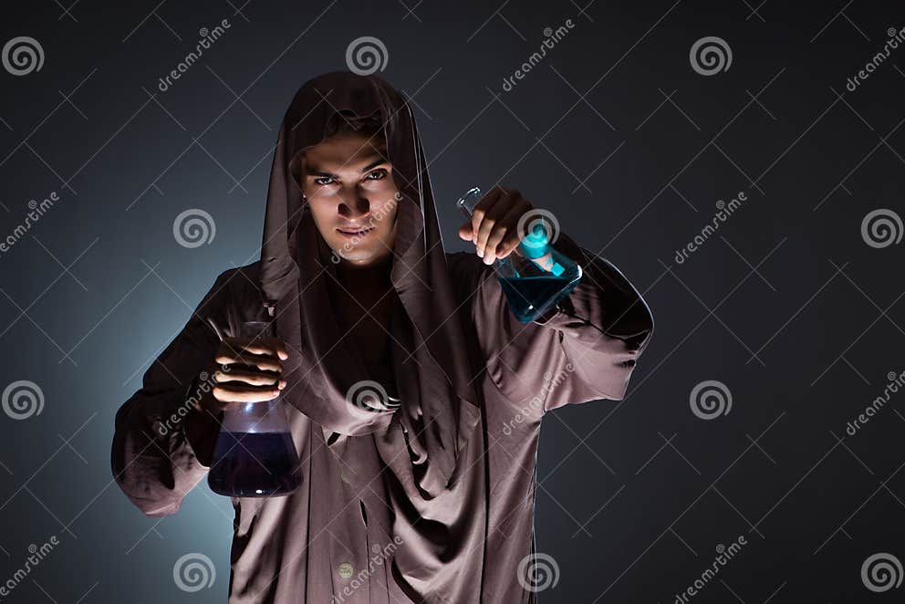 The Alchemist Doing Experiments in Alchemy Concept Stock Image - Image ...