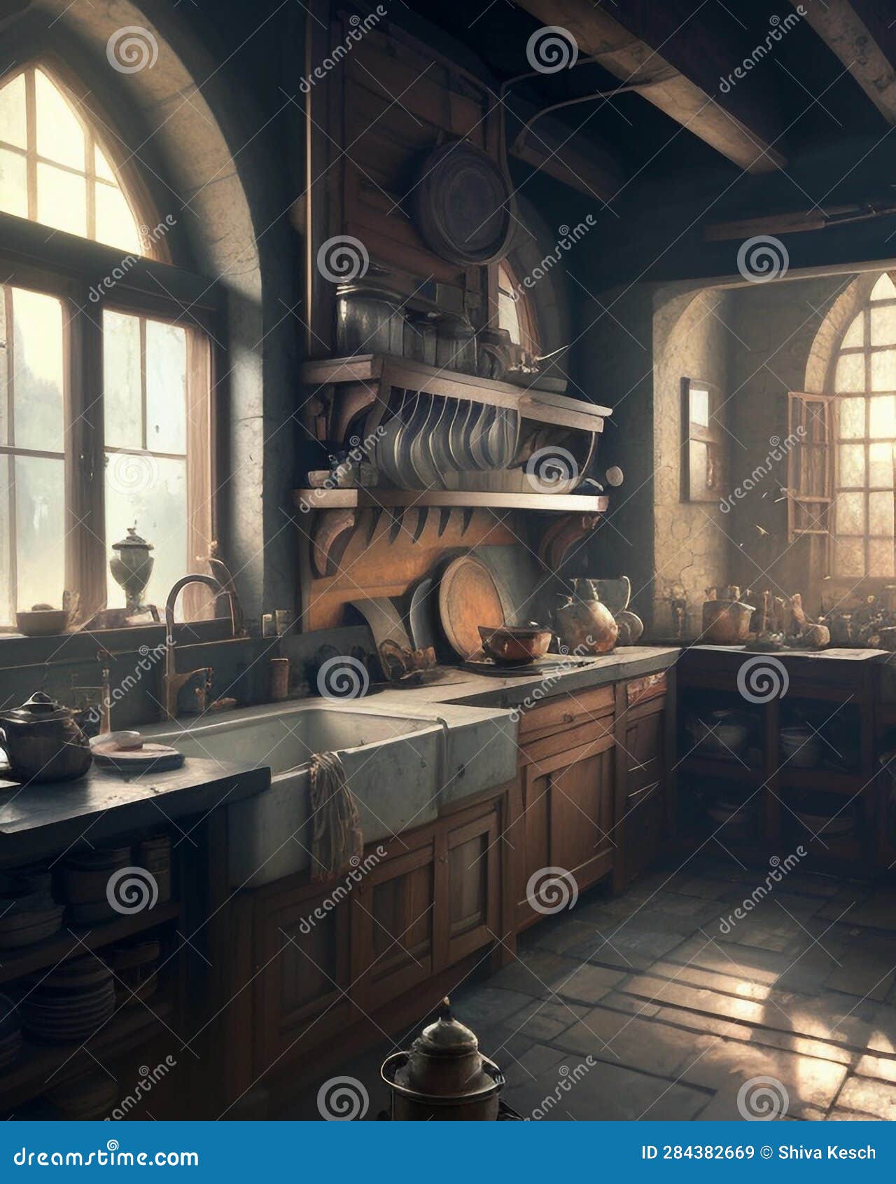 Alchemist Kitchen, Magic and Poisons Stock Illustration - Illustration ...