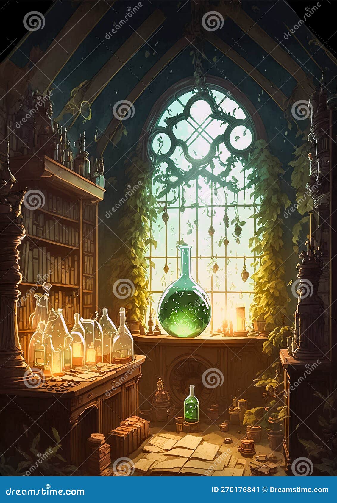 Alchemist Office, An Old Office Room In An Palace, Retro Interior Stock ...