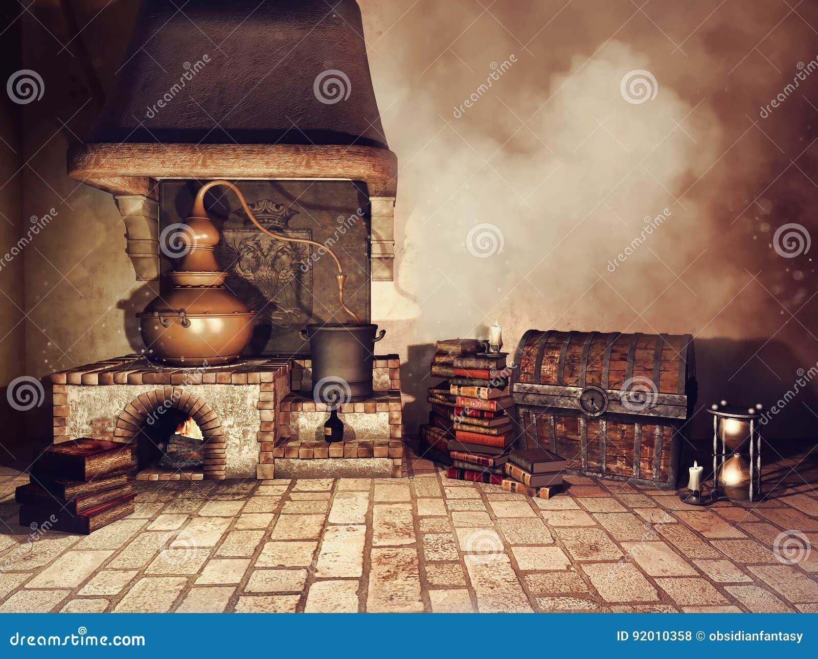 Alchemist`s Stove and Other Objects Stock Illustration - Illustration ...