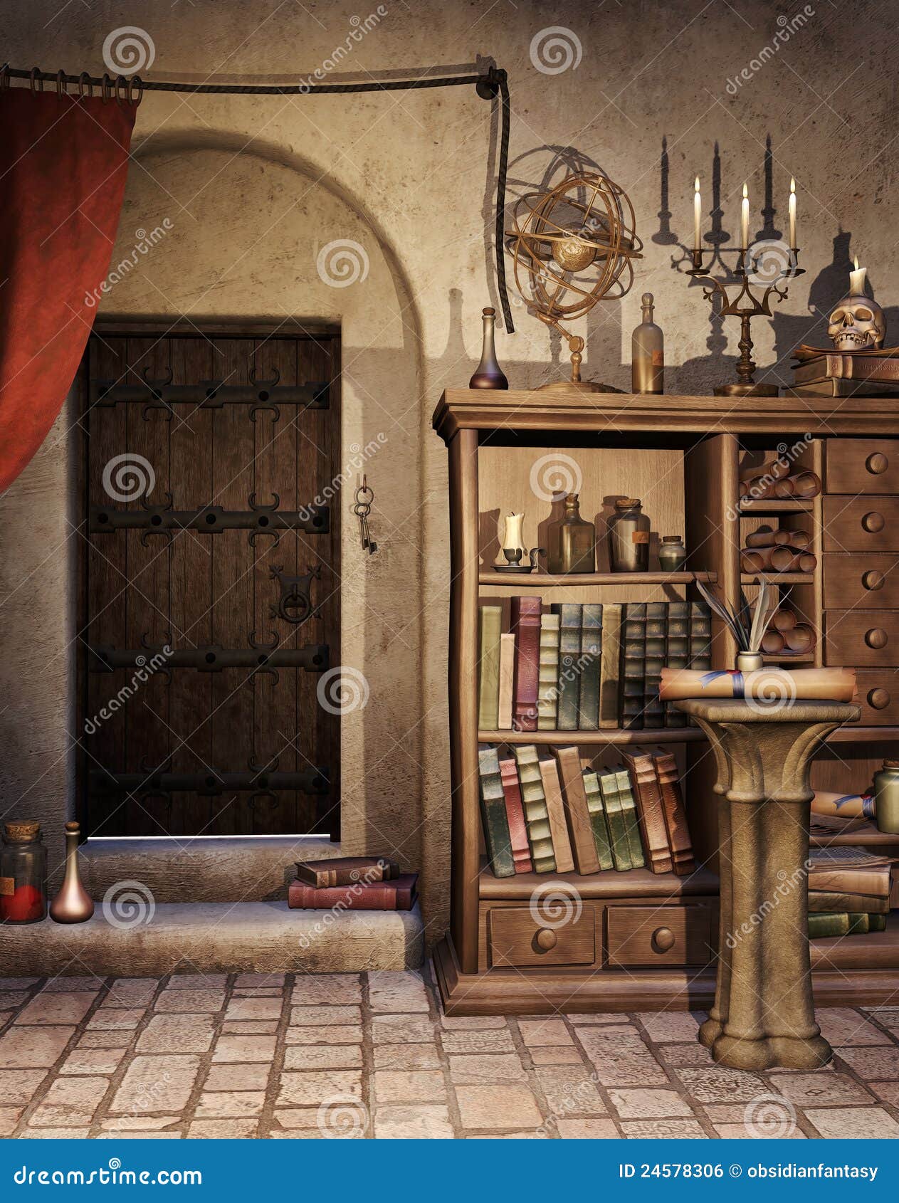 Alchemist s study stock illustration. Illustration of scroll - 24578306