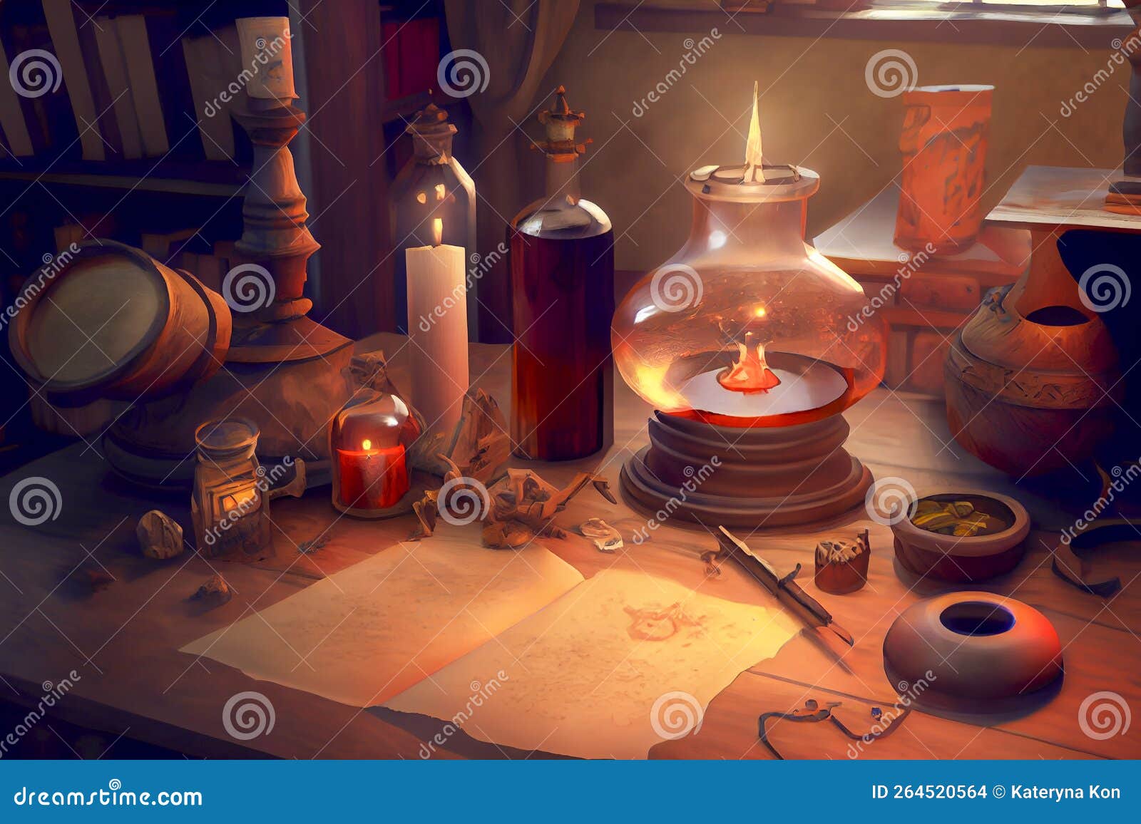 Alchemist Worktable. Wizard Laboratory, Generative Ai Illustration ...