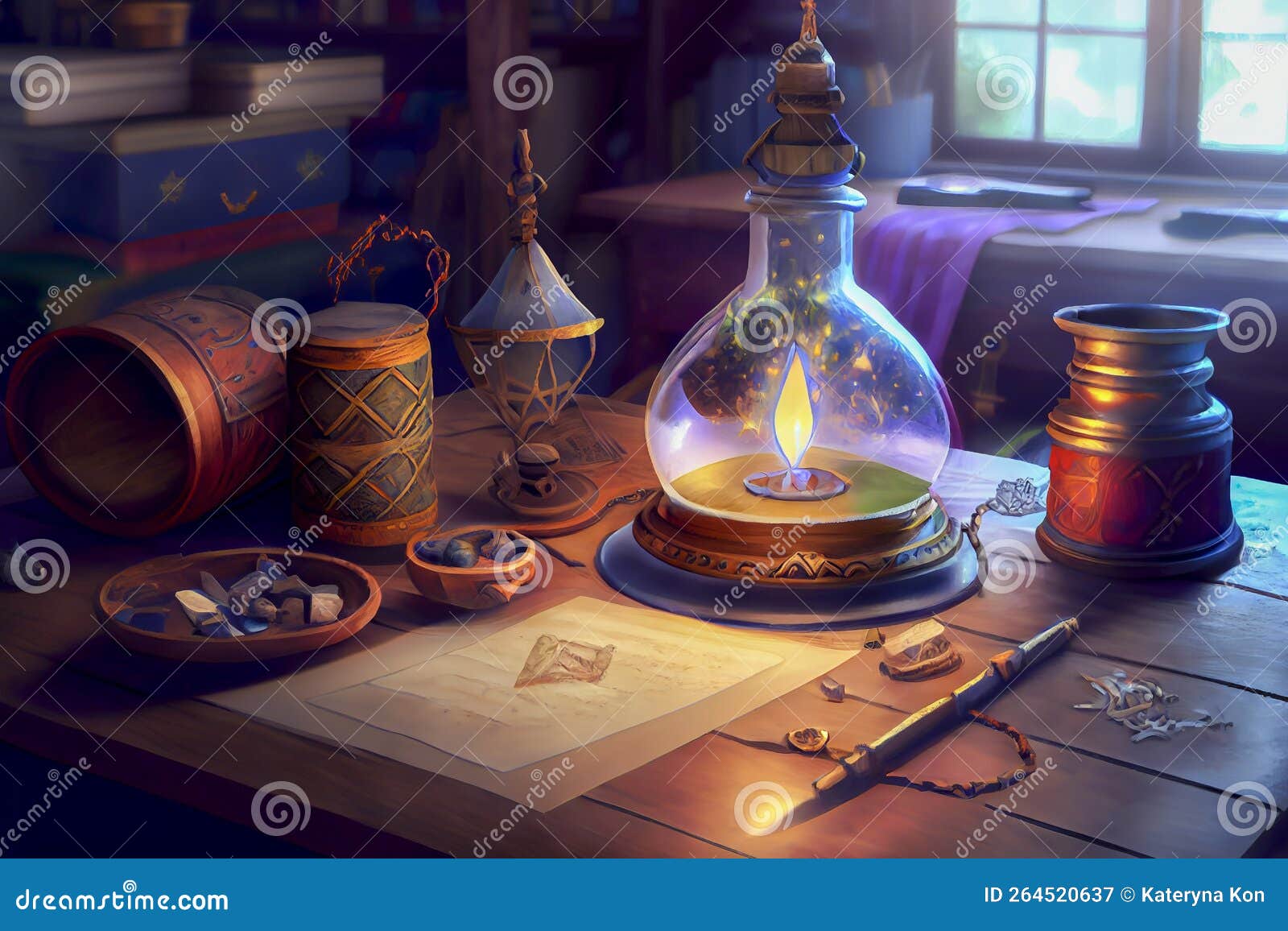 Alchemist Worktable. Wizard Laboratory, Generative Ai Illustration ...