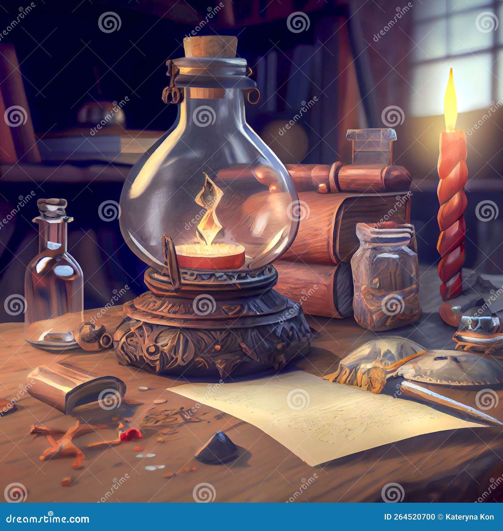 Alchemist Worktable. Wizard Laboratory, Generative Ai Illustration ...