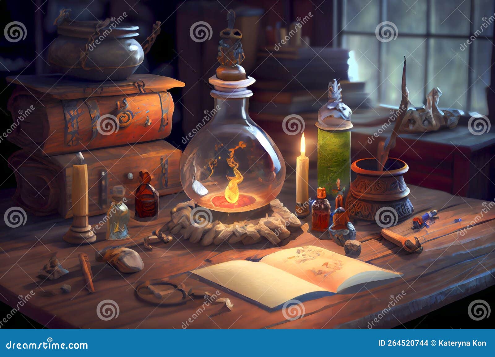 Alchemist Worktable. Wizard Laboratory, Generative Ai Illustration ...