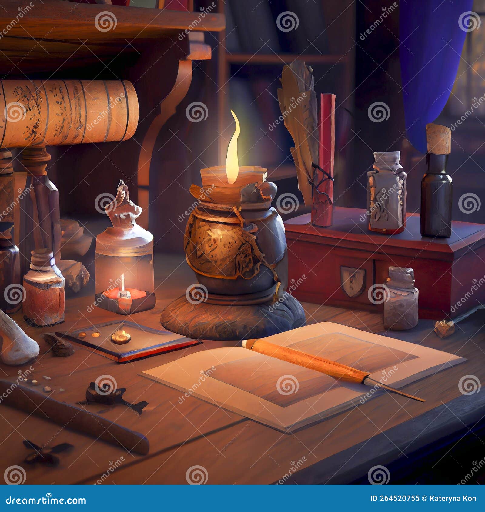 Alchemist Worktable. Wizard Laboratory, Generative Ai Illustration ...