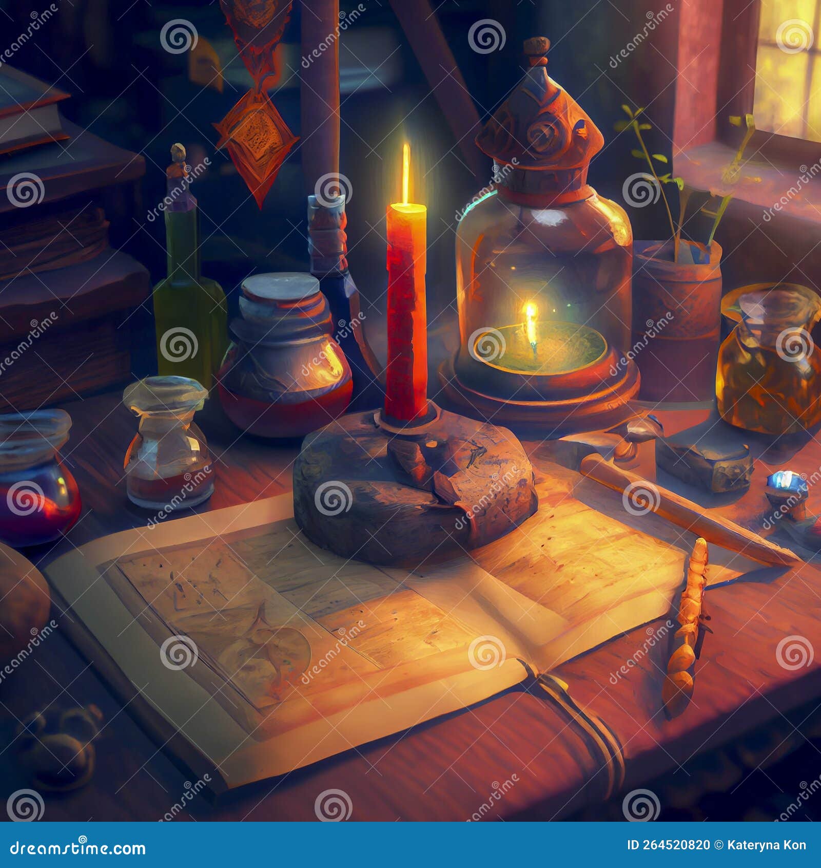 Alchemist Worktable. Wizard Laboratory, Generative Ai Illustration ...