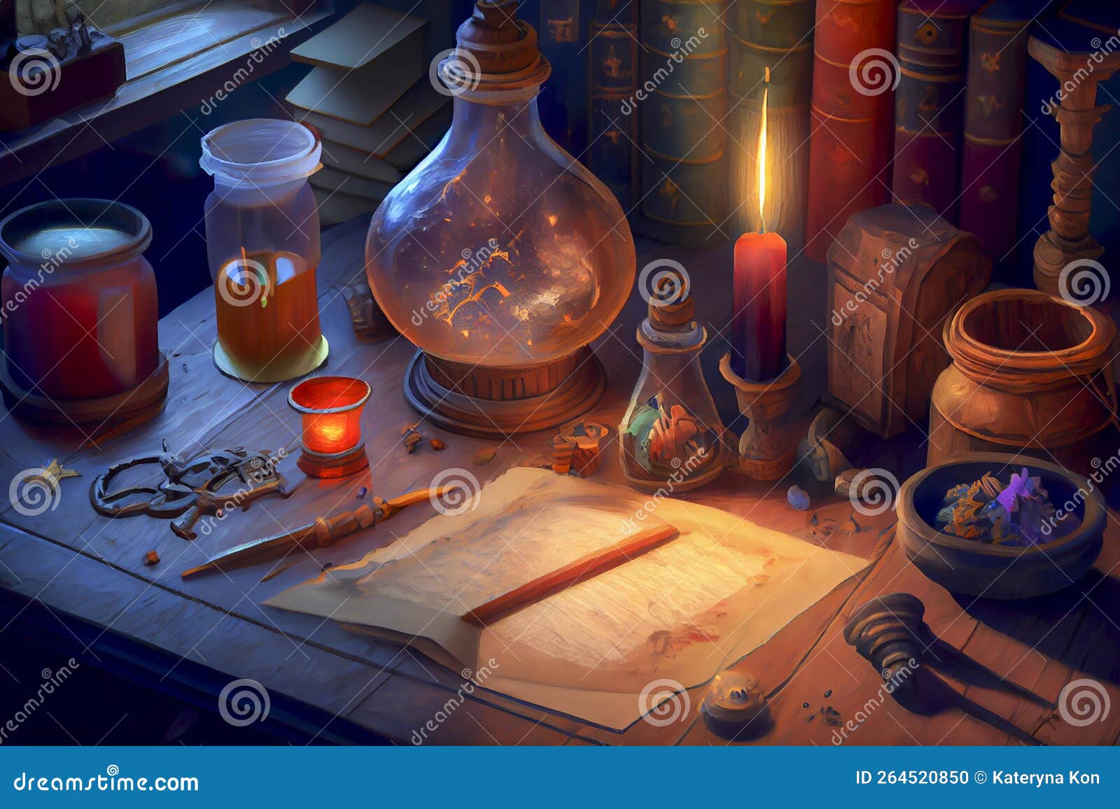 Alchemist Worktable. Wizard Laboratory, Generative Ai Illustration ...