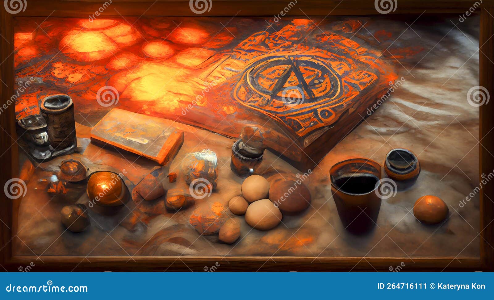 Alchemist Worktable. Wizard Laboratory with Scientific Flasks and ...