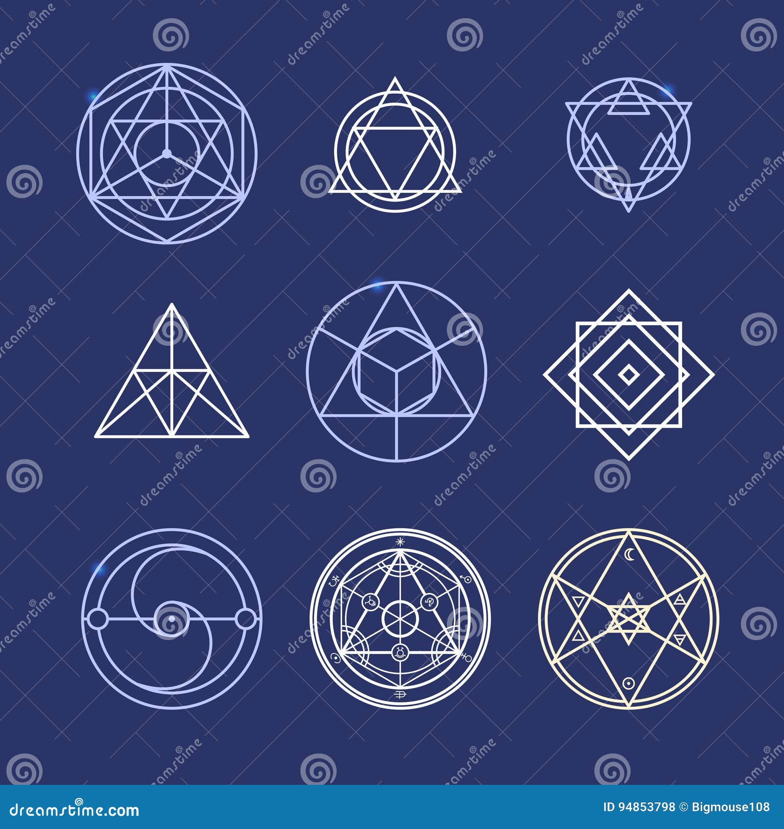 Alchemy Geometry Symbol Thin Line Set. Vector Stock Vector ...