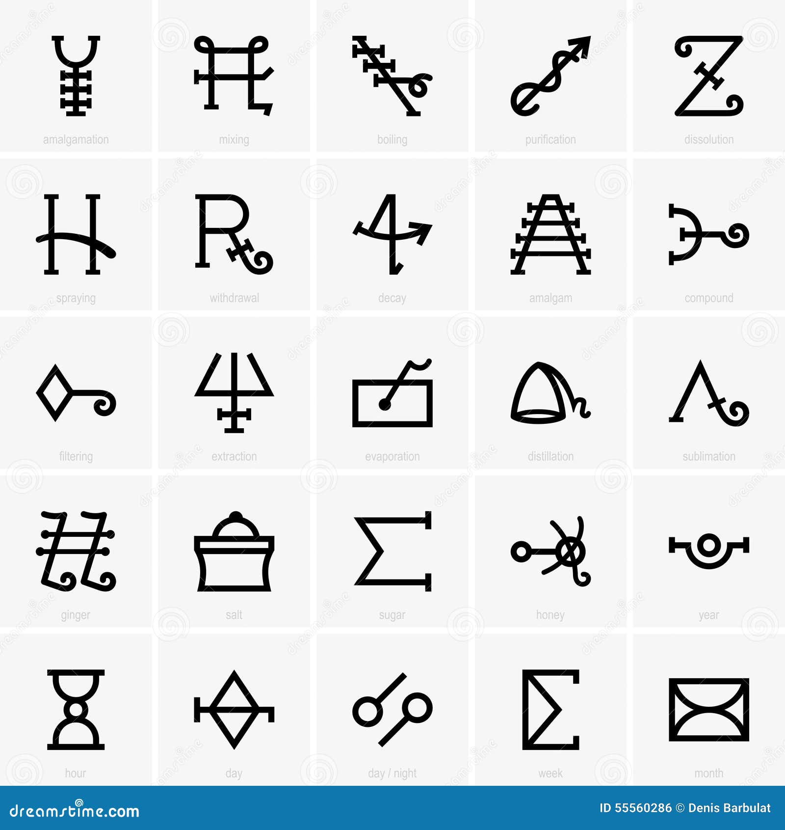 Alchemy icons stock vector. Illustration of compound - 55560286