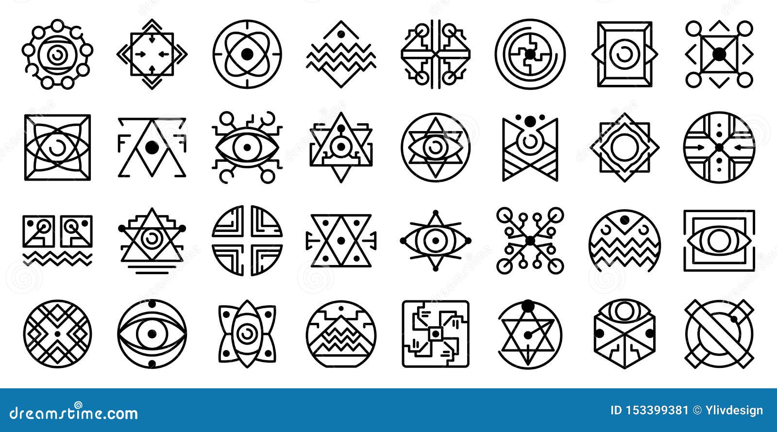 Alchemy Icons Set, Outline Style Stock Vector - Illustration of fantasy ...