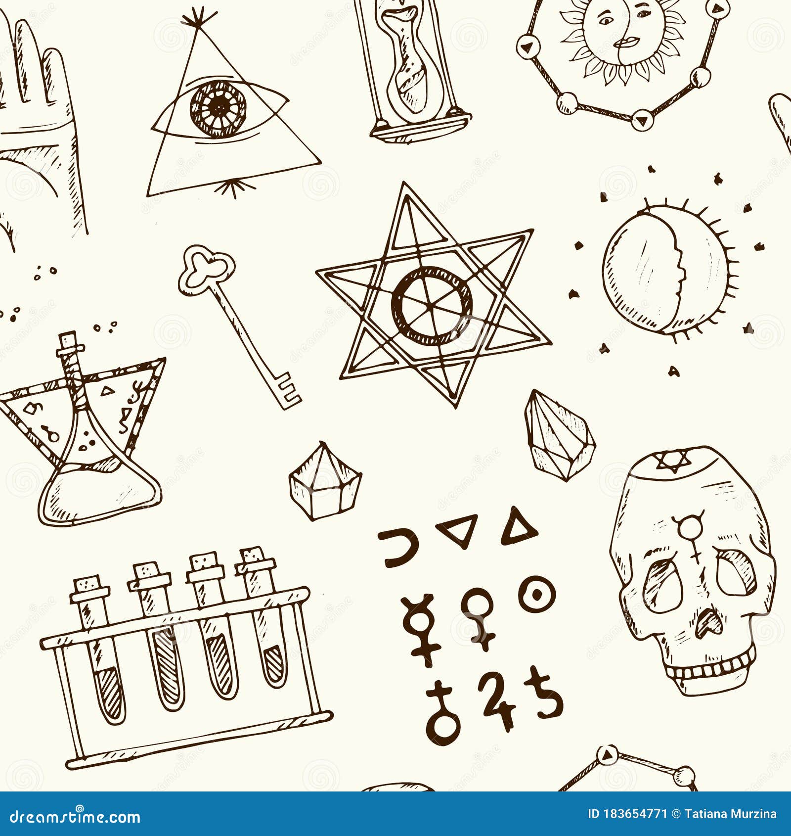 Alchemy Isolated Hand Drawn Doodles Vector Set Stock Vector ...