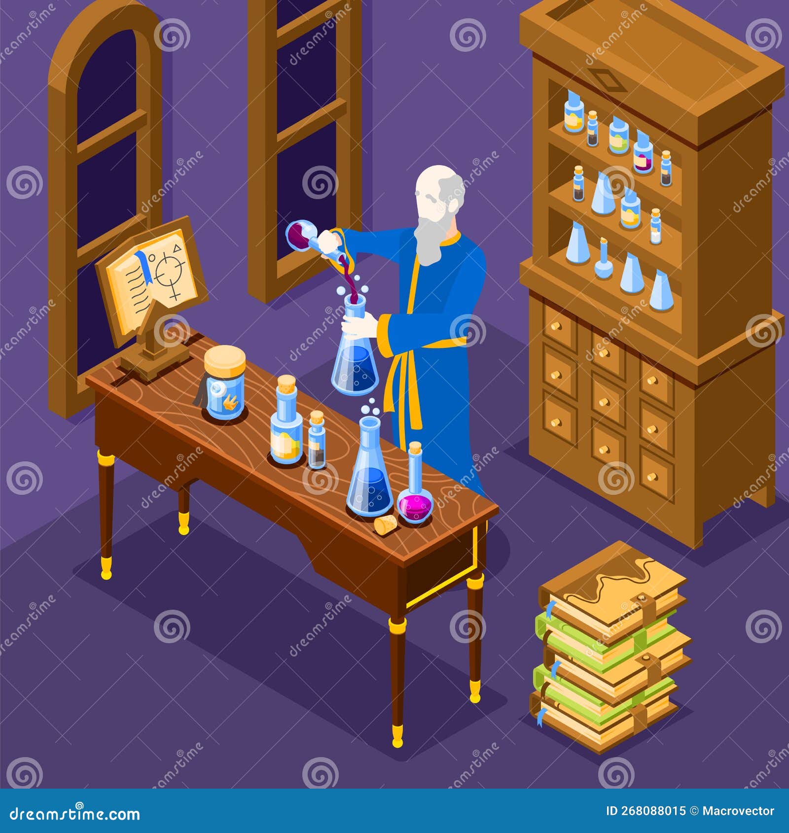 Alchemy Isometric Illustration Stock Vector - Illustration of candle ...