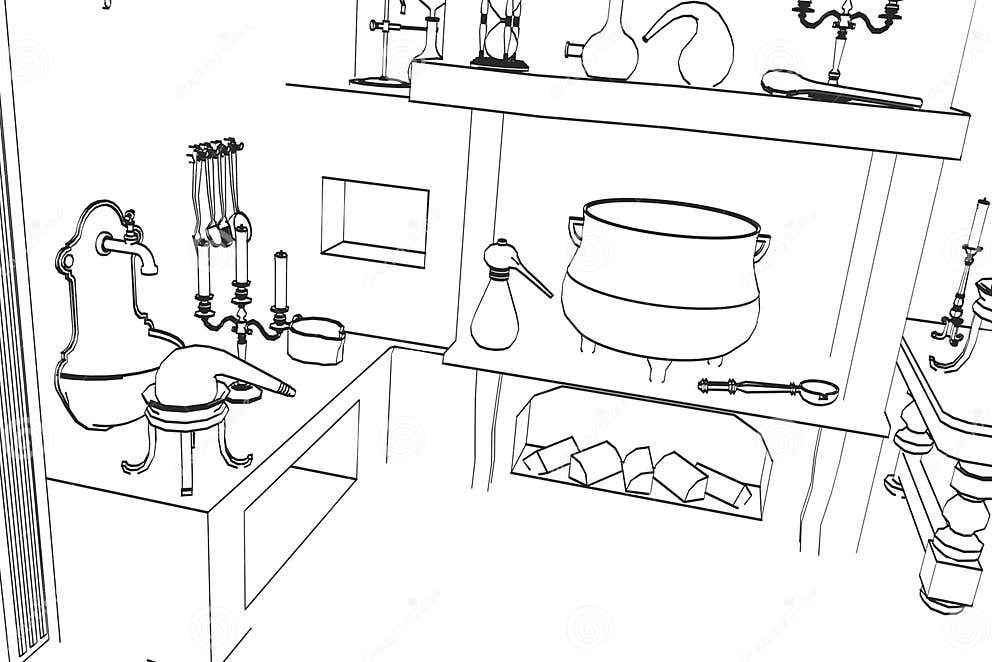 Alchemy lab stock illustration. Illustration of aludel - 70135953