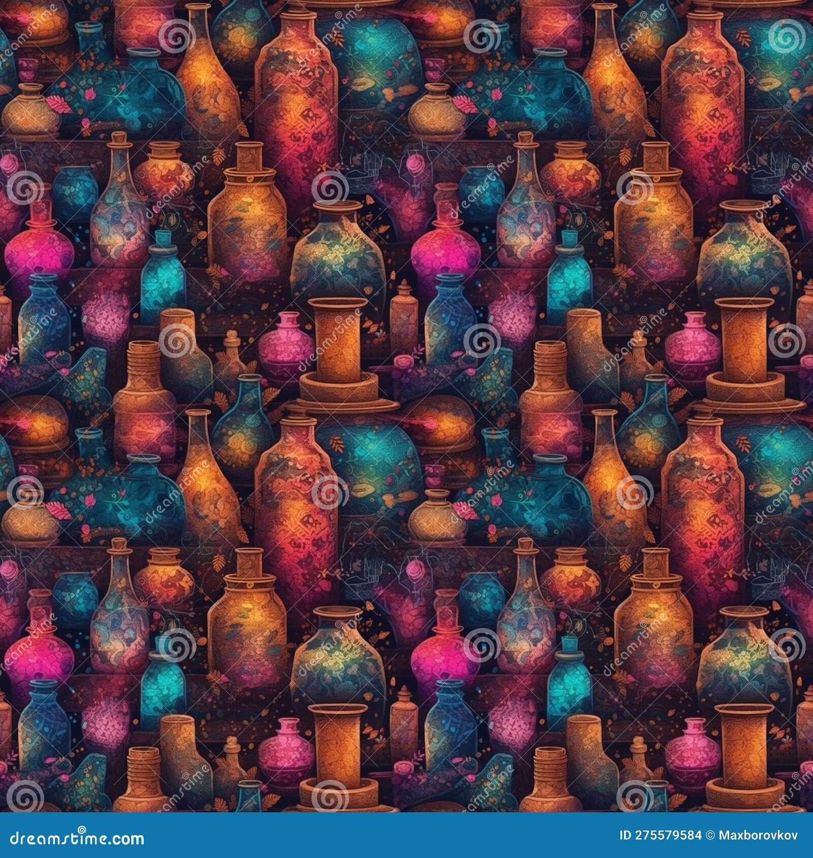 Alchemy Medications in Small Bottles. AI Generative Illustration Stock ...