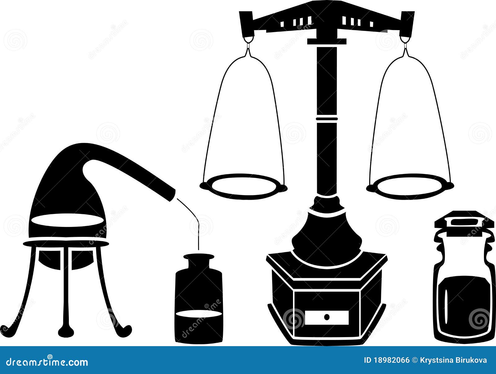 Alchemy Stencil Set Scales Flask and Bottle Stock Vector - Illustration ...