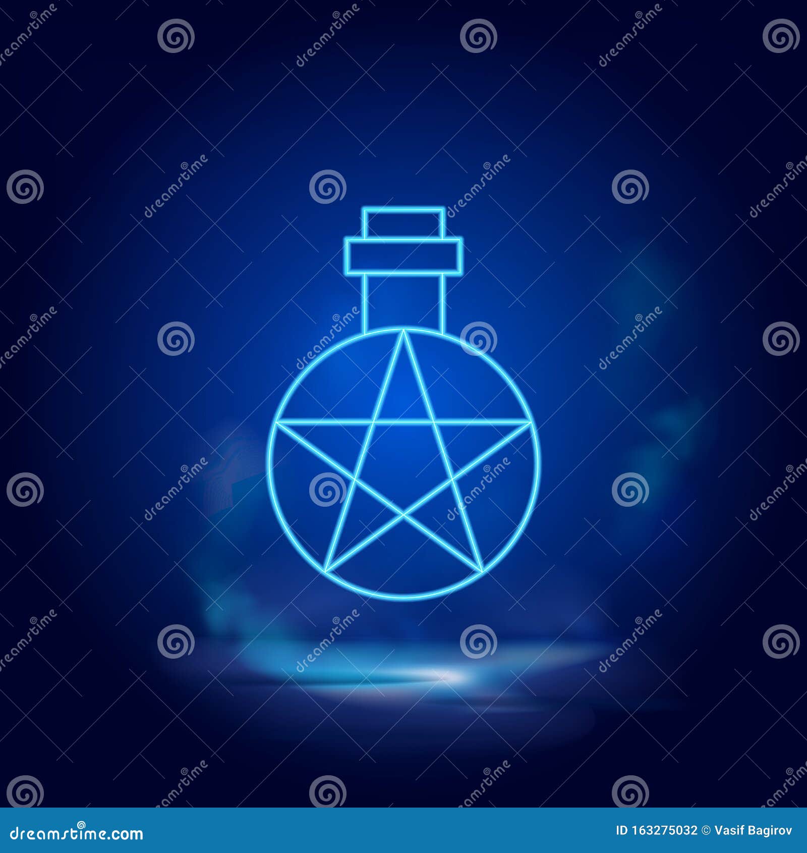 Alchemy Symbol Neon Icon. Blue Neon Vector Icon. Smoke Effect Blue ...