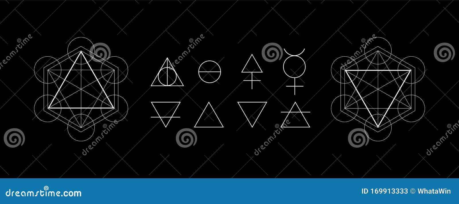 Alchemy Symbols Isolated on Dark Background. Magic Vector Decorative ...