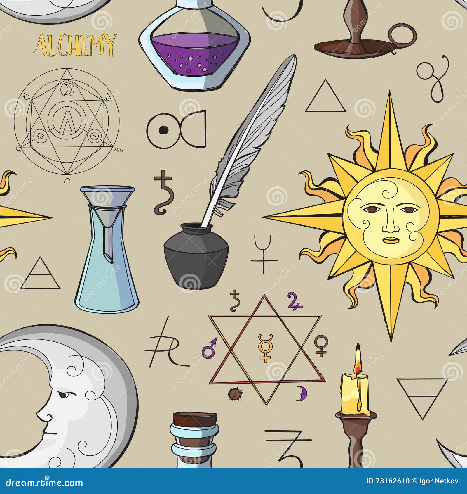 Alchemy symbols pattern stock vector. Illustration of gothic - 73162610