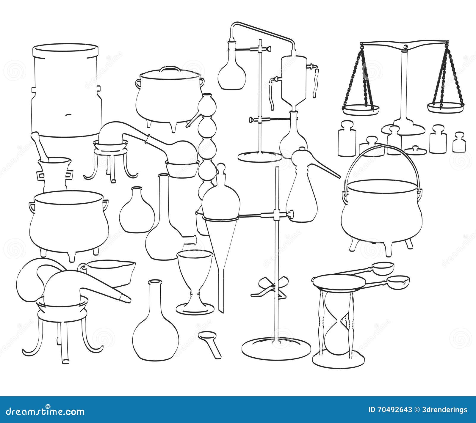 Alchemy tools stock illustration. Illustration of medieval - 70492643