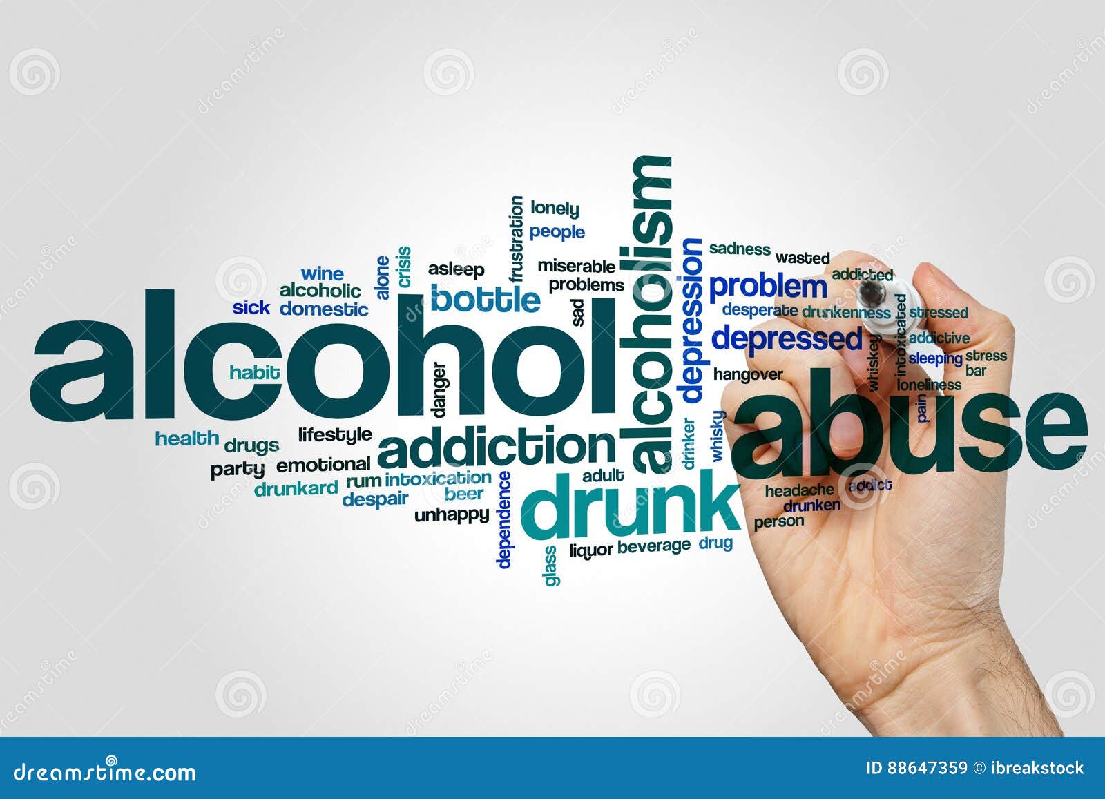 Alcohol Abuse Word Cloud Concept on Grey Background Stock Image - Image ...
