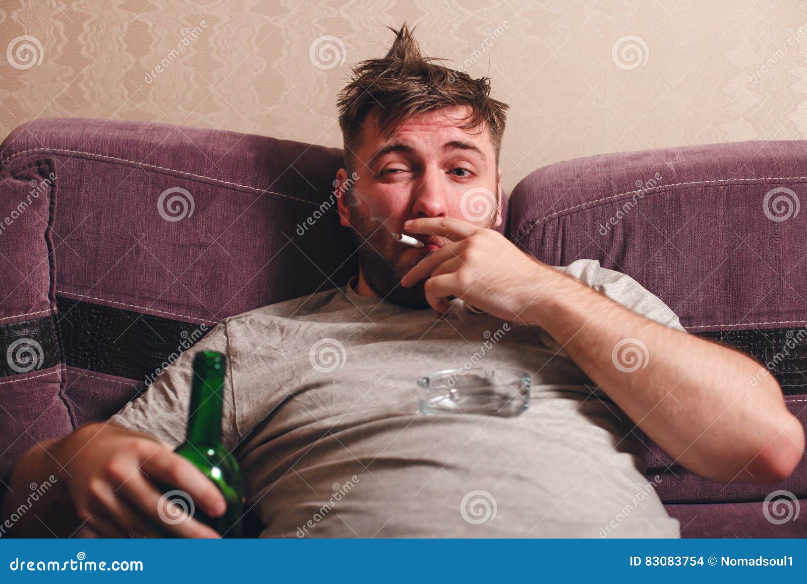 Alcohol Addicted Man in Depression. Stock Photo - Image of depression ...