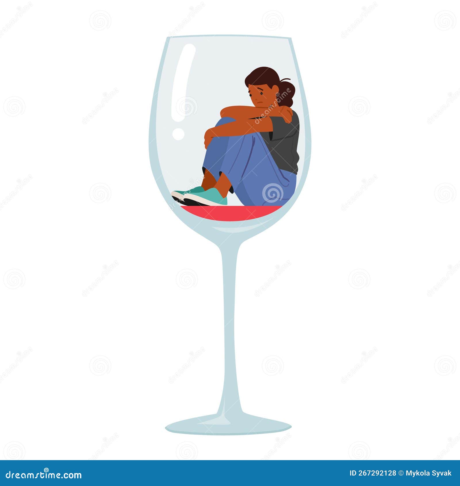 Alcohol Addiction Concept With Lonely Female Character With Pernicious ... Alcohol Addiction Concept With Lonely Female Character With Pernicious ...