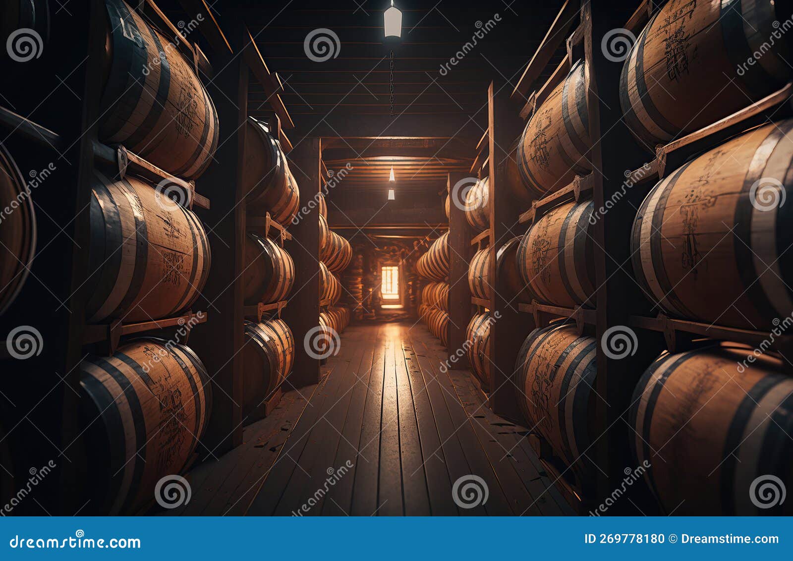 Alcohol Barrel Room Interior Created by Generative AI Stock ...