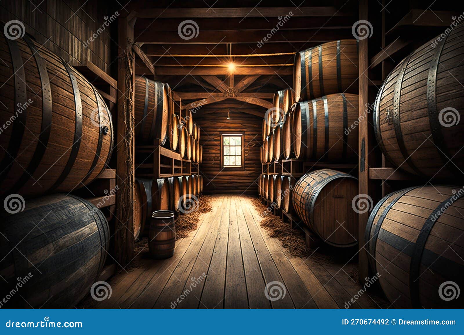 Alcohol Barrel Room Interior. Generative AI Stock Illustration ...