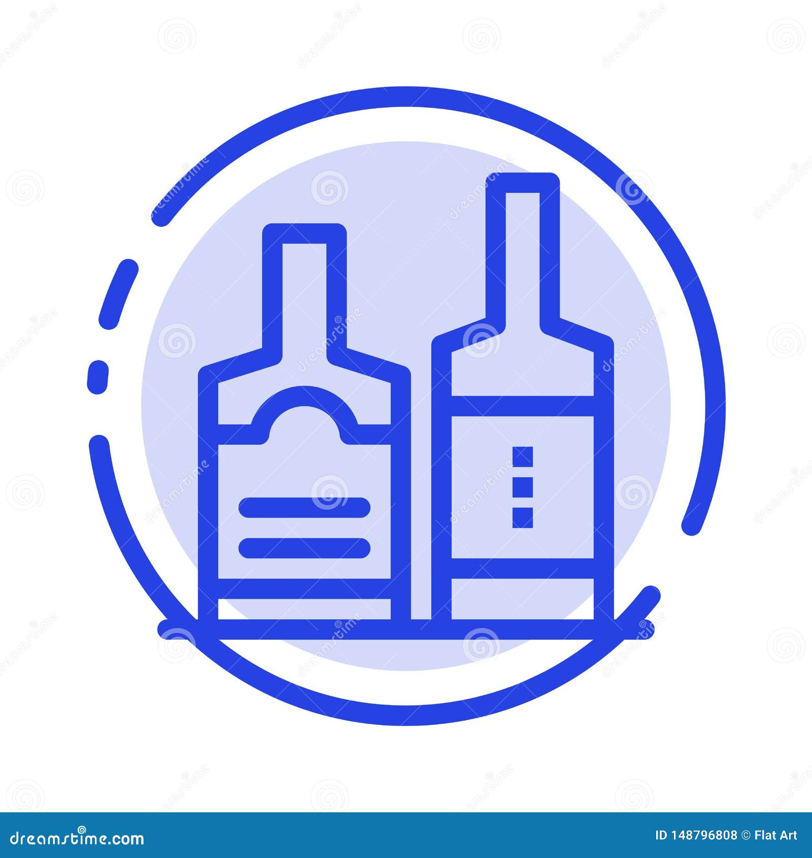 Alcohol, Beverage, Bottle, Bottles Blue Dotted Line Line Icon Stock ...