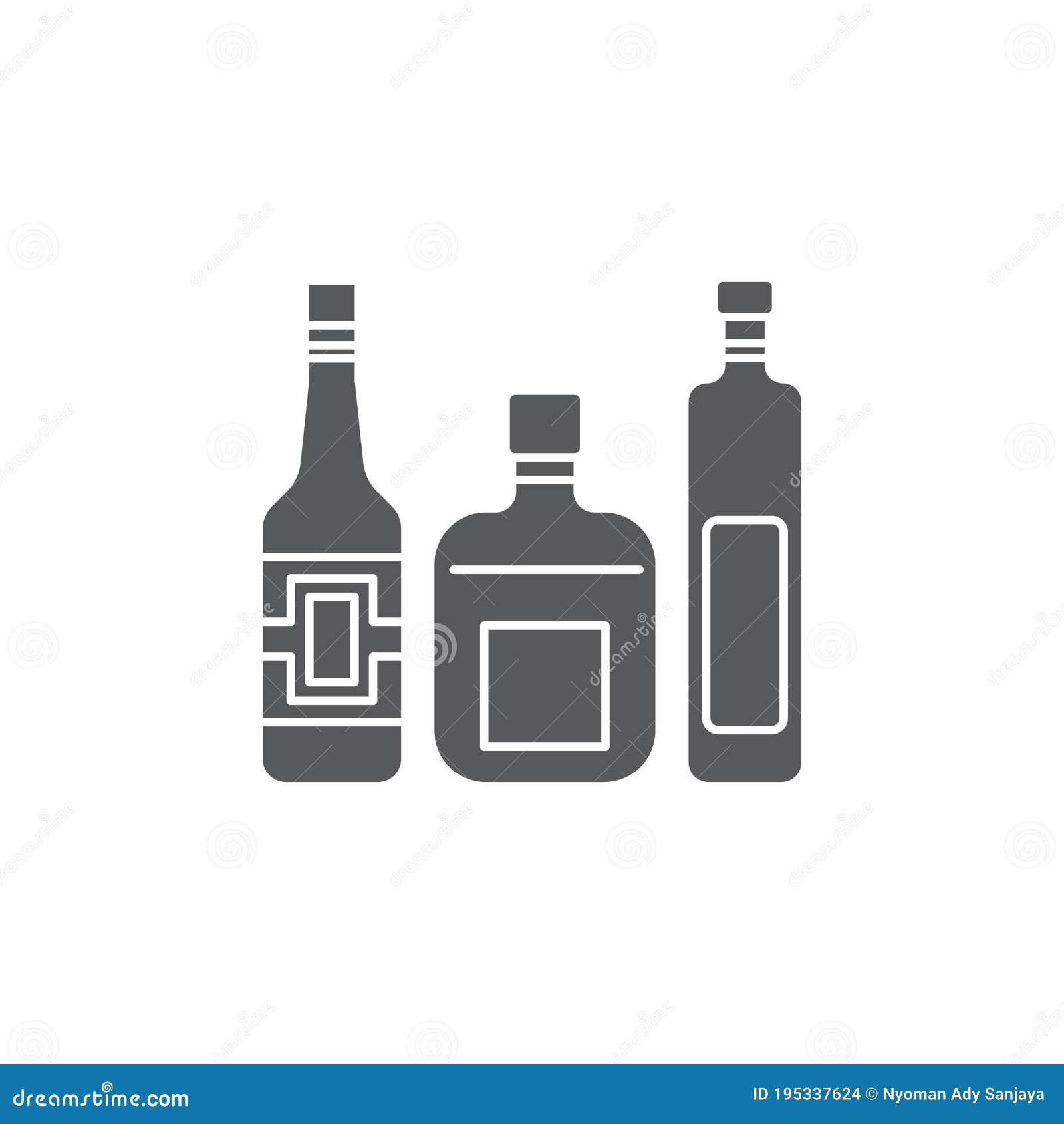 Alcohol Beverage Bottles Vector Icon Symbol Isolated on White ...