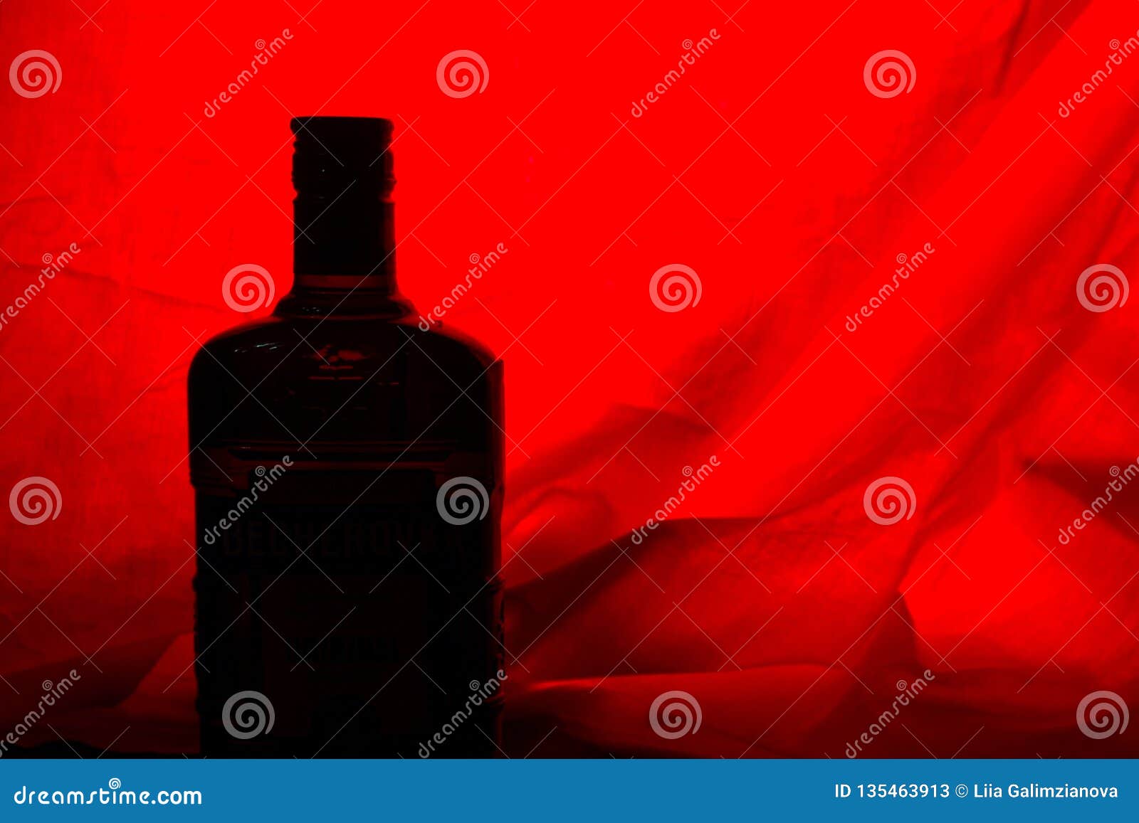 Alcohol Bottle on Red Backround Stock Image - Image of winery, drink ...