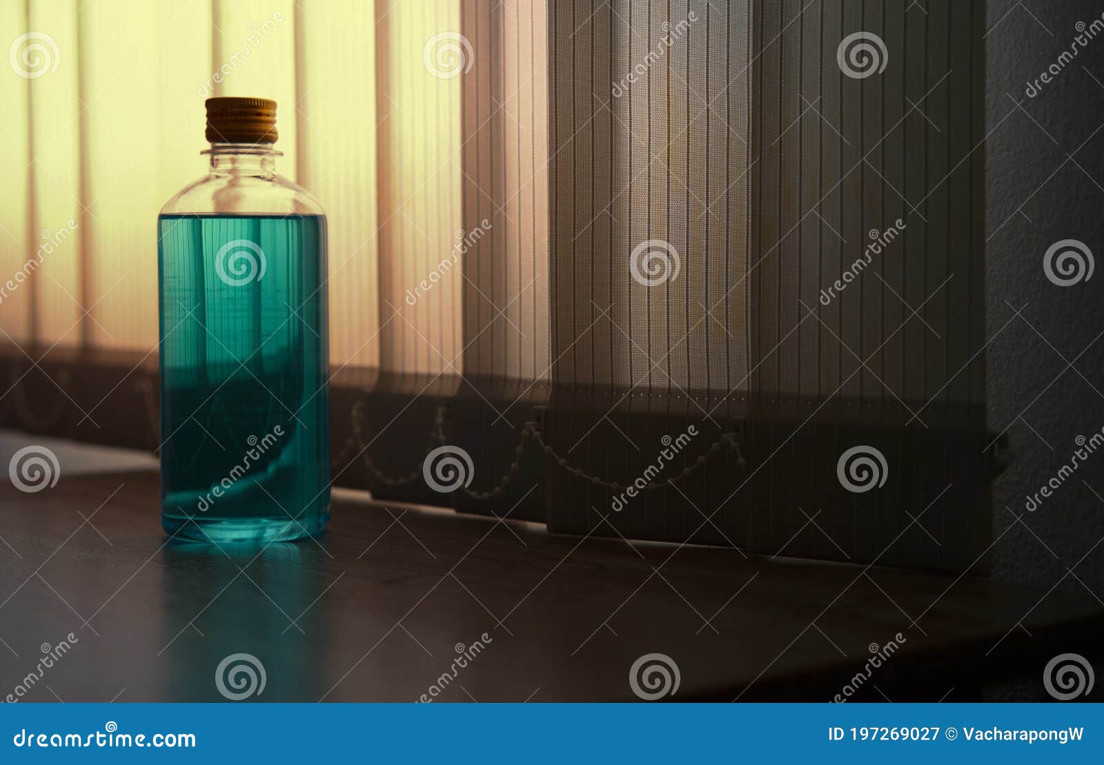 Alcohol Bottle for Refill on Table with Copy Space in COVID-19 Stock ...