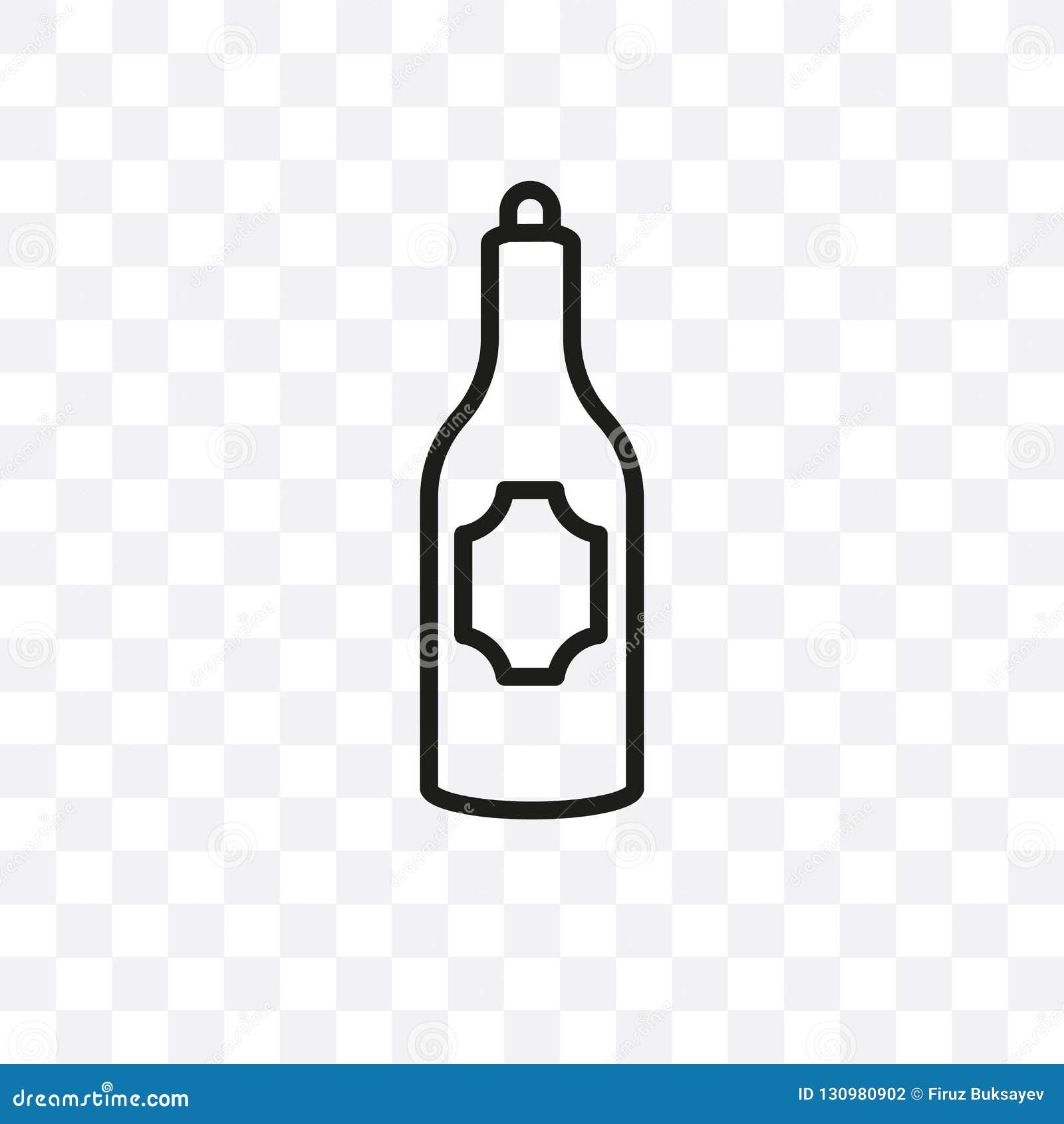 Alcohol Bottle Vector Linear Icon Isolated on Transparent Background ...
