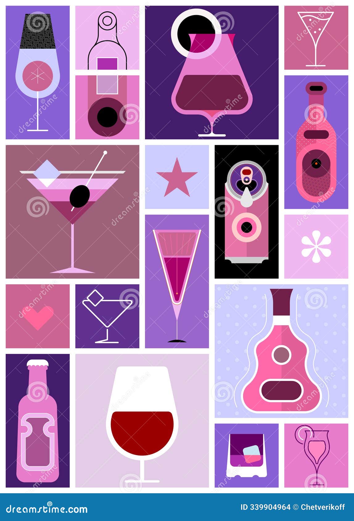 Alcohol Bottles and Cocktail Glasses Stock Vector - Illustration of ...