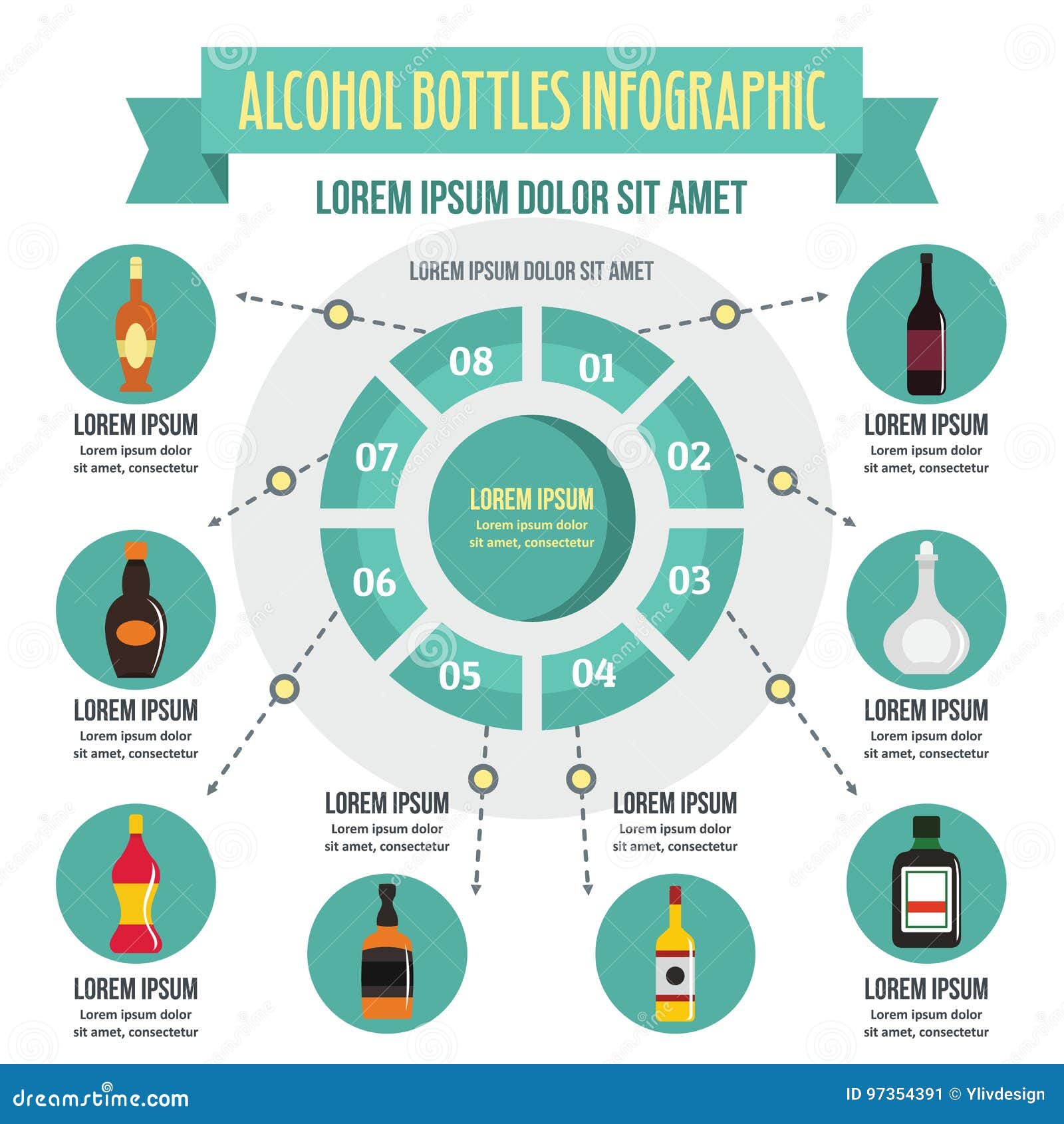 Alcohol Bottles Infographic Concept, Flat Style Stock Vector ...