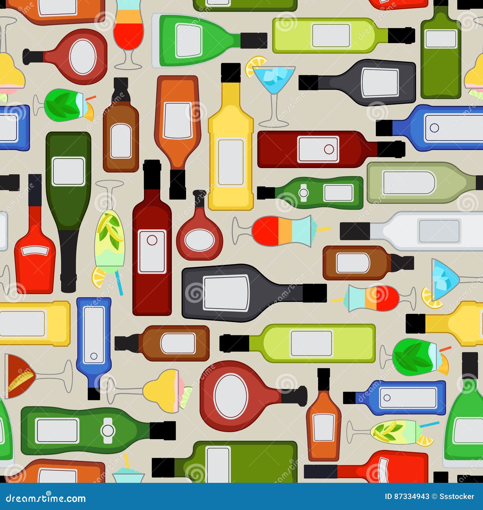 Alcohol bottles pattern stock vector. Illustration of drink - 87334943