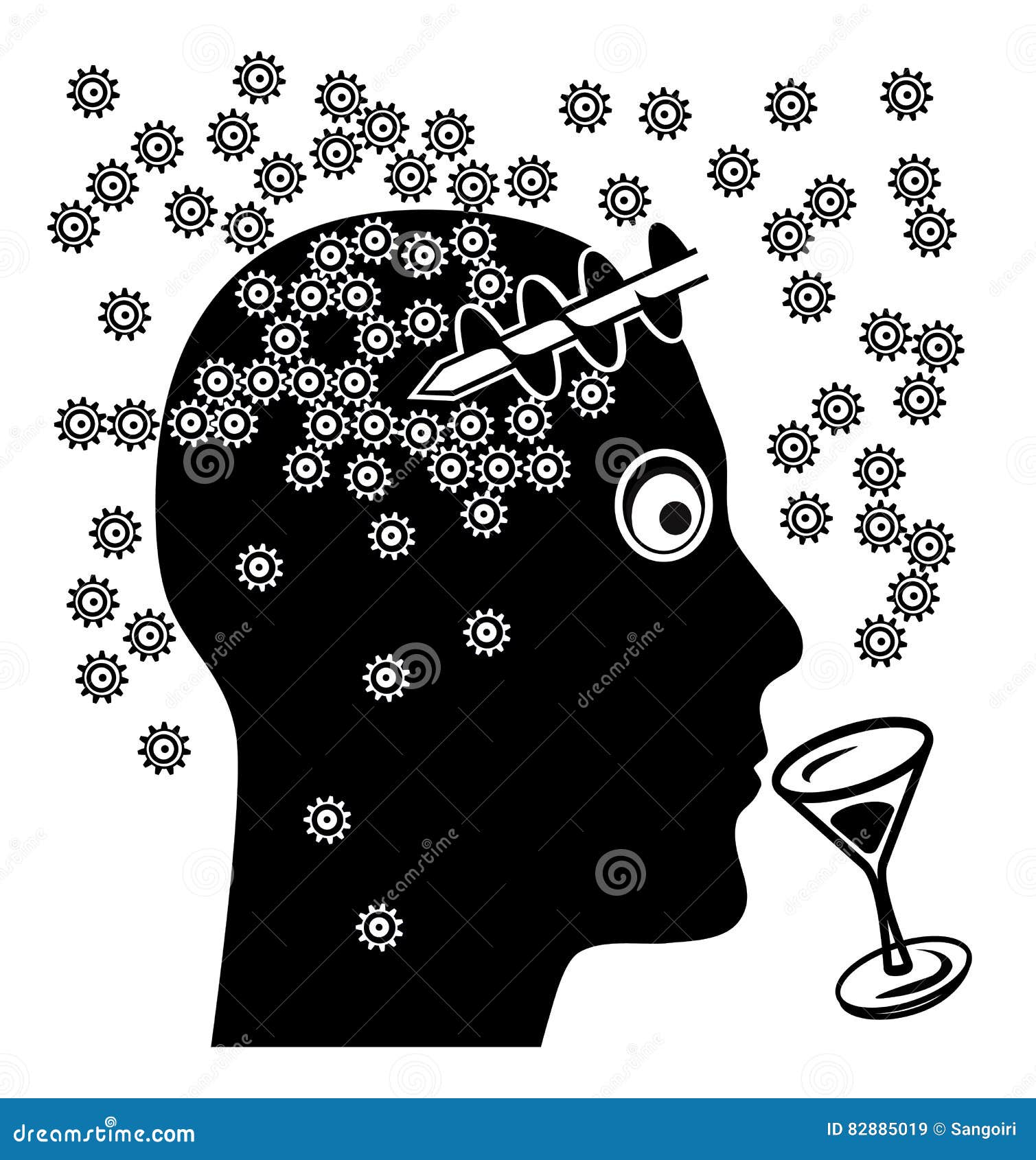 Alcohol and Brain Damage stock illustration. Illustration of effect ...